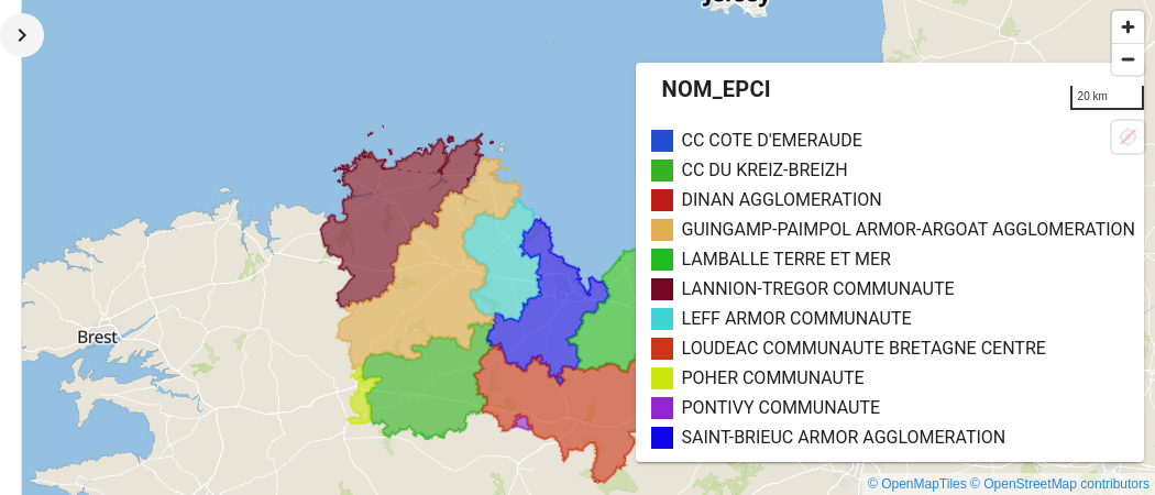 Carte des Communautés de Communes (EPCI) des Côtes d'Armor après ... Carte des Communautés de Communes (EPCI) des Côtes d'Armor après ...