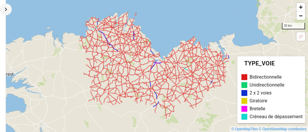 Description des types de routes départementales (2*2 voies ...